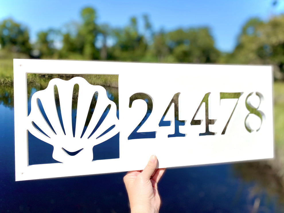 Weatherproof Seashell Address Sign for Beach House, House Numbers for ...