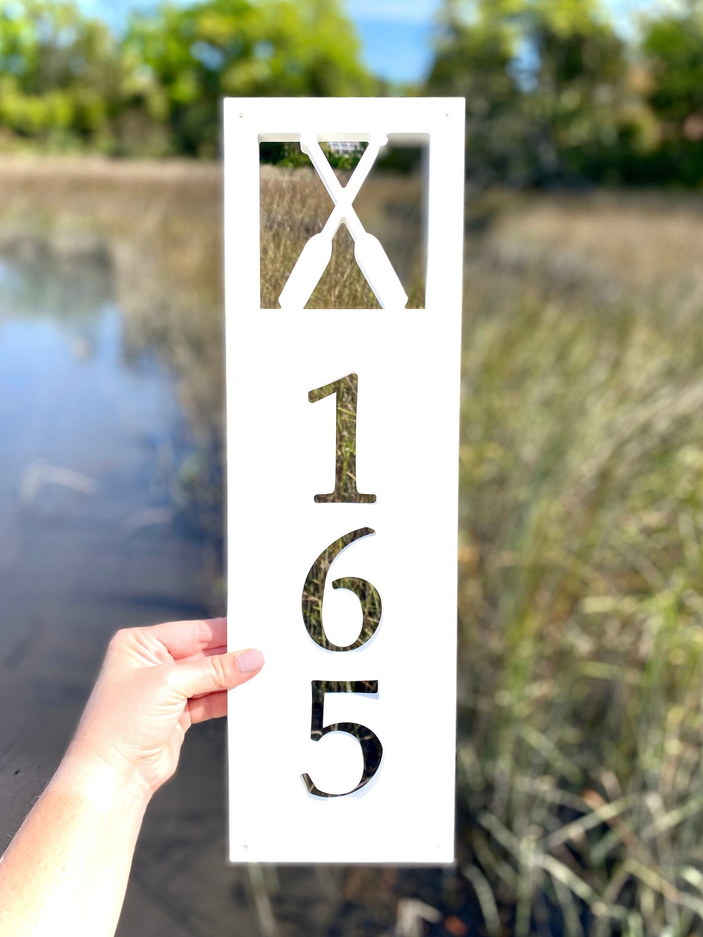 Weatherproof Crossed Paddles Address Sign, Coastal House Numbers with ...